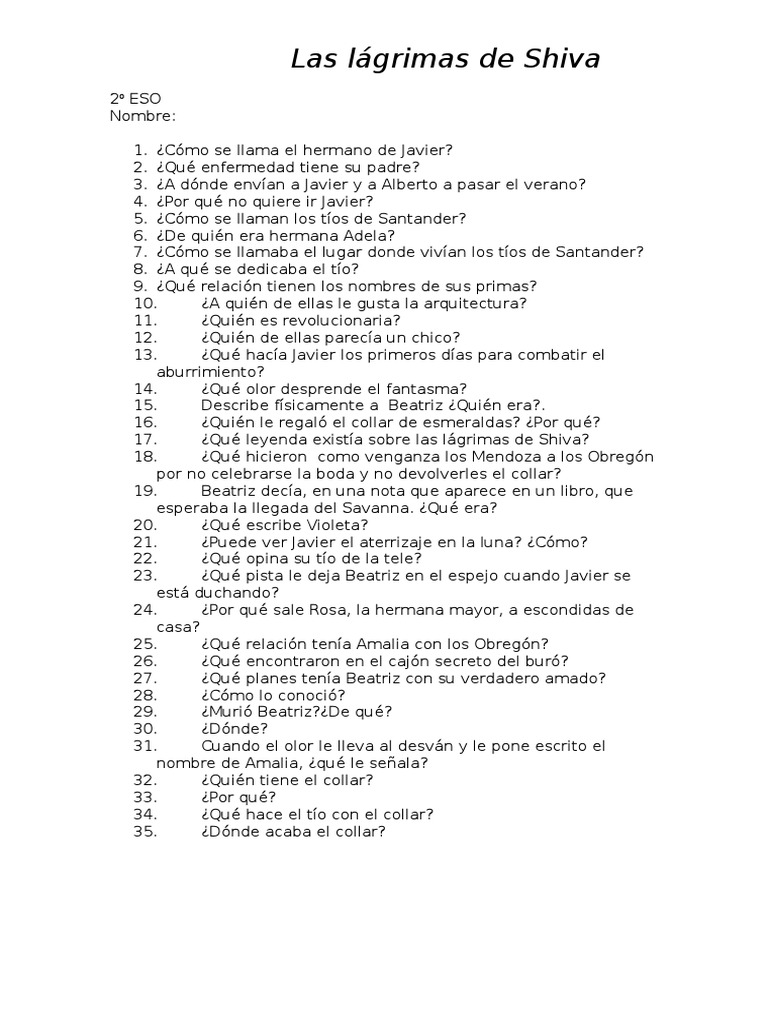 Las Lagrimas de Shiva | PDF