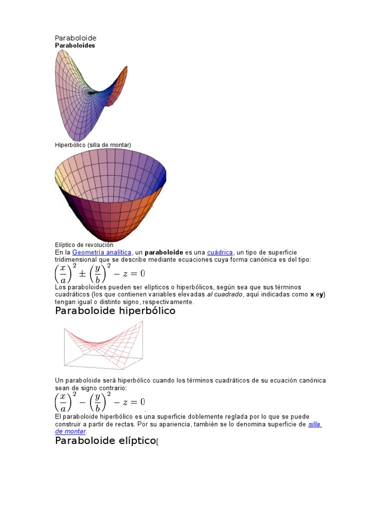 Paraboloide | PDF | Geometría | Enseñanza de matemática