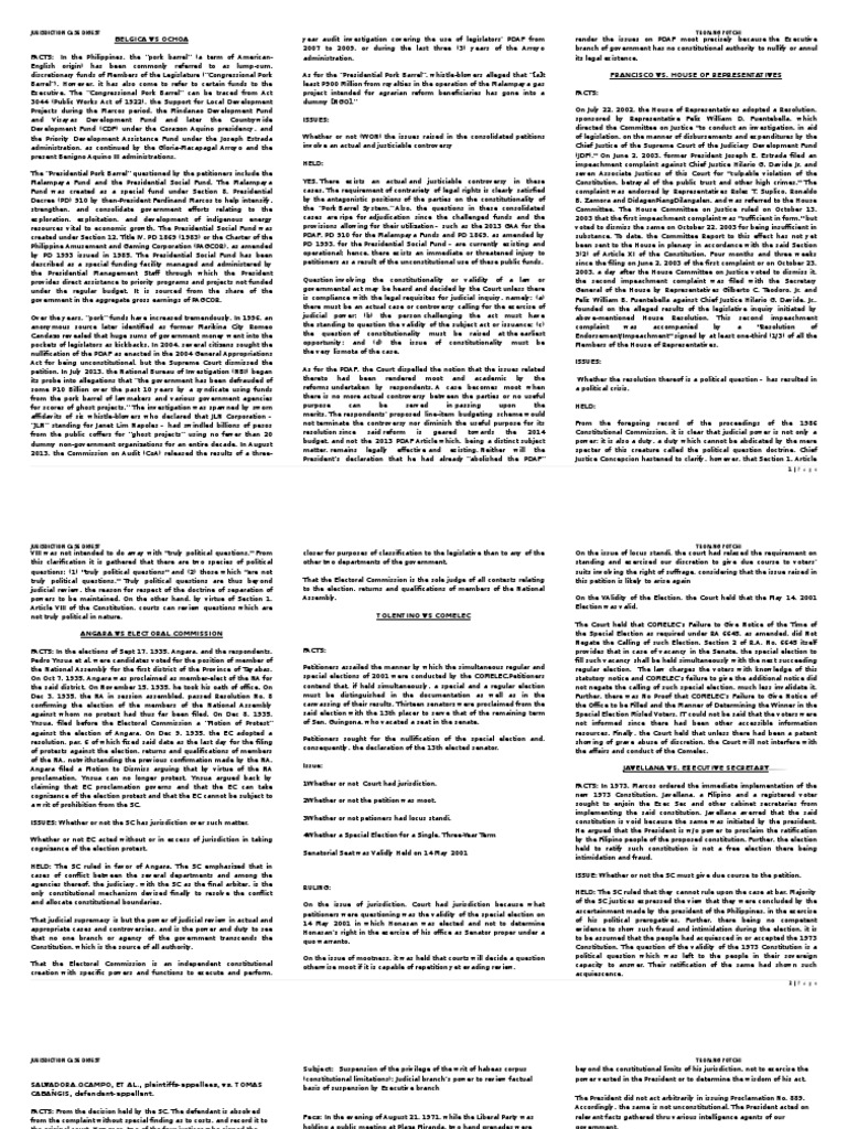 Jurisdiction Case Digest: Pork Barrel Issues | PDF | Habeas Corpus ...