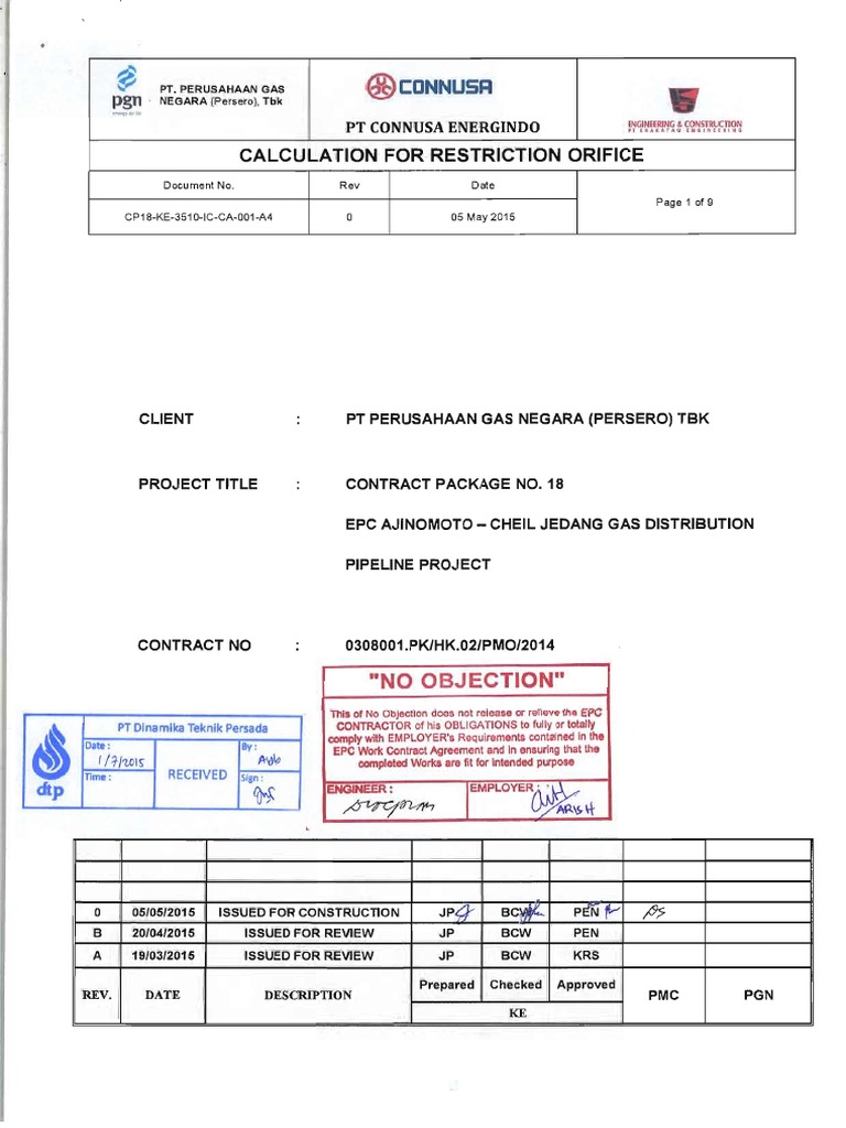 Calculation For Restriction Orifice | PDF