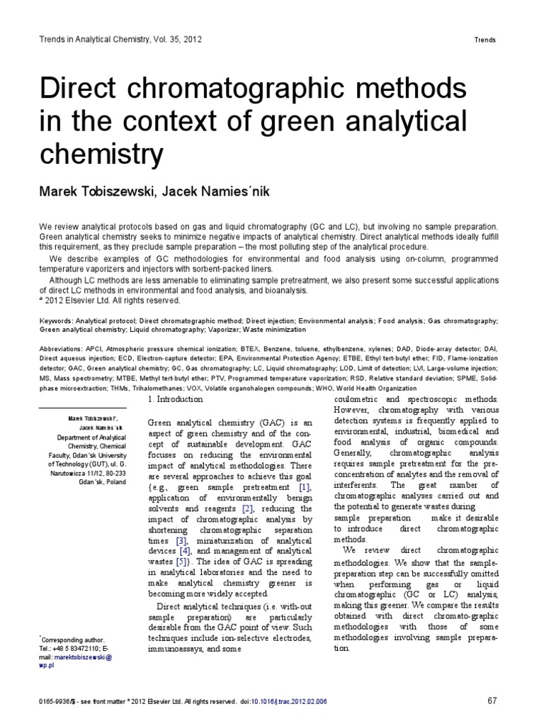 Direct Chromatographic Methods | PDF | Chromatography | Gas Chromatography