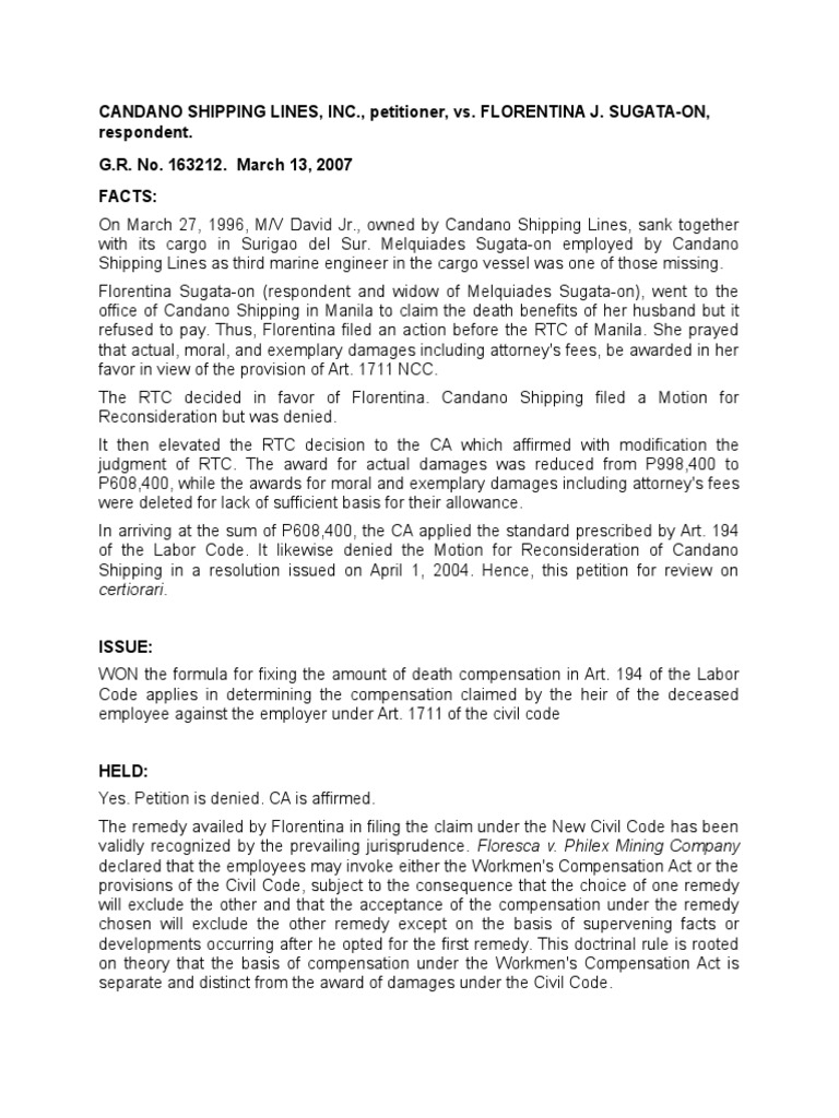 Candano vs. Sugata-On | PDF | Damages | Indemnity