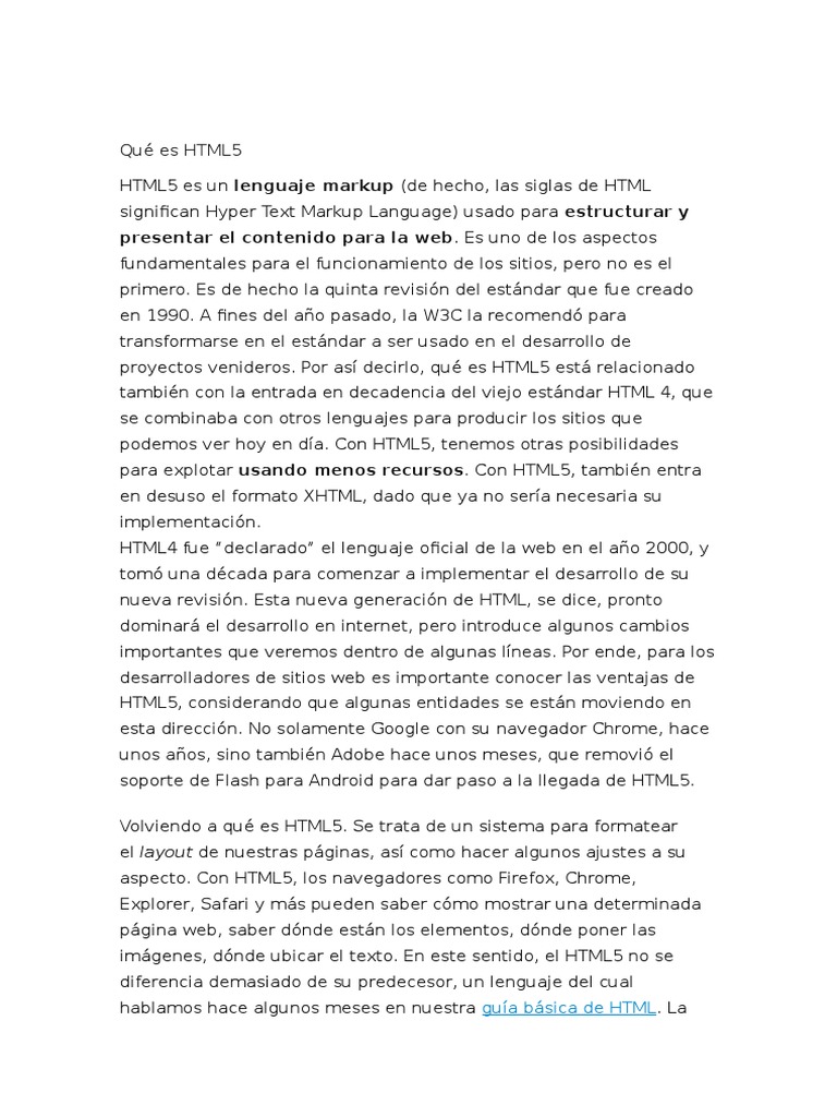 Qué Es Html5 | PDF | HTML | Google Chrome