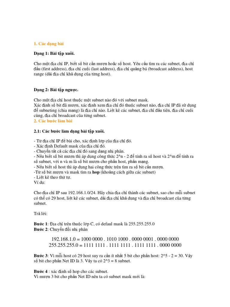 Bai Tap Subnet | PDF