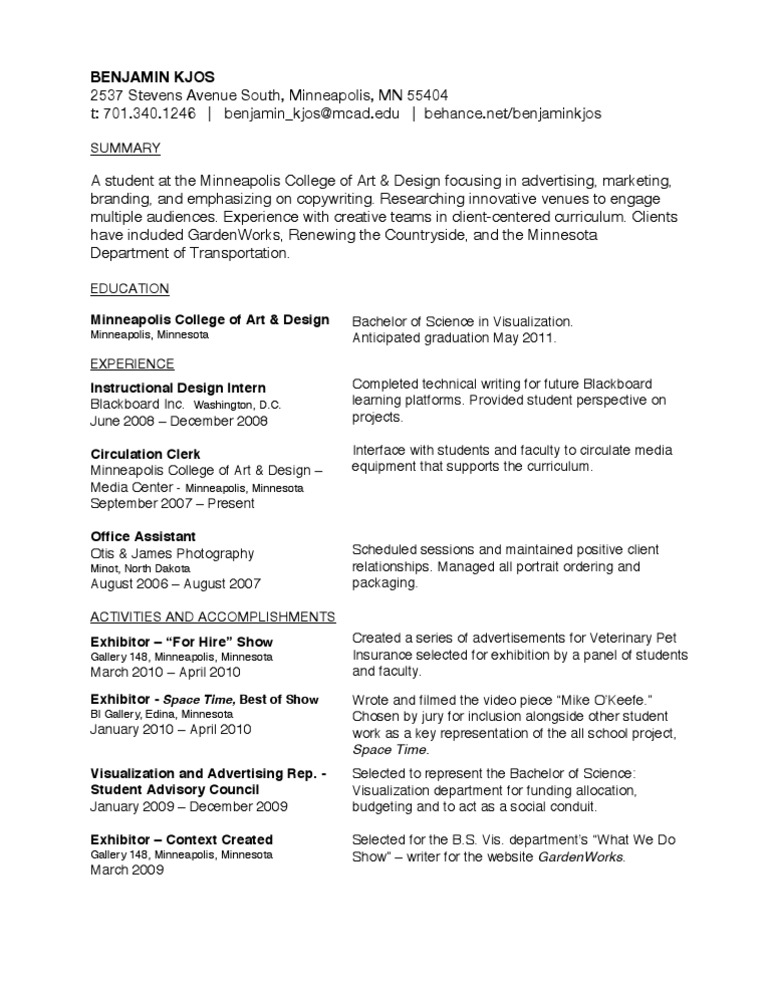 Benjamin Kjos Resume | PDF