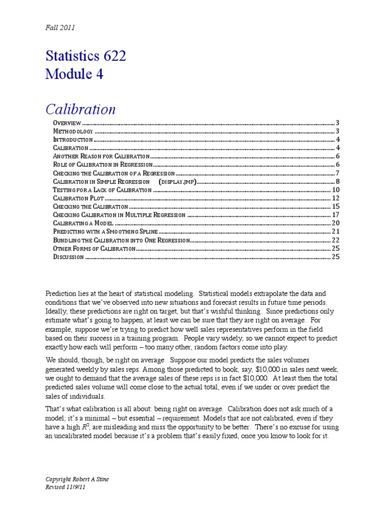 Statistics 622: Calibration | Download Free PDF | Regression Analysis | Errors And Residuals