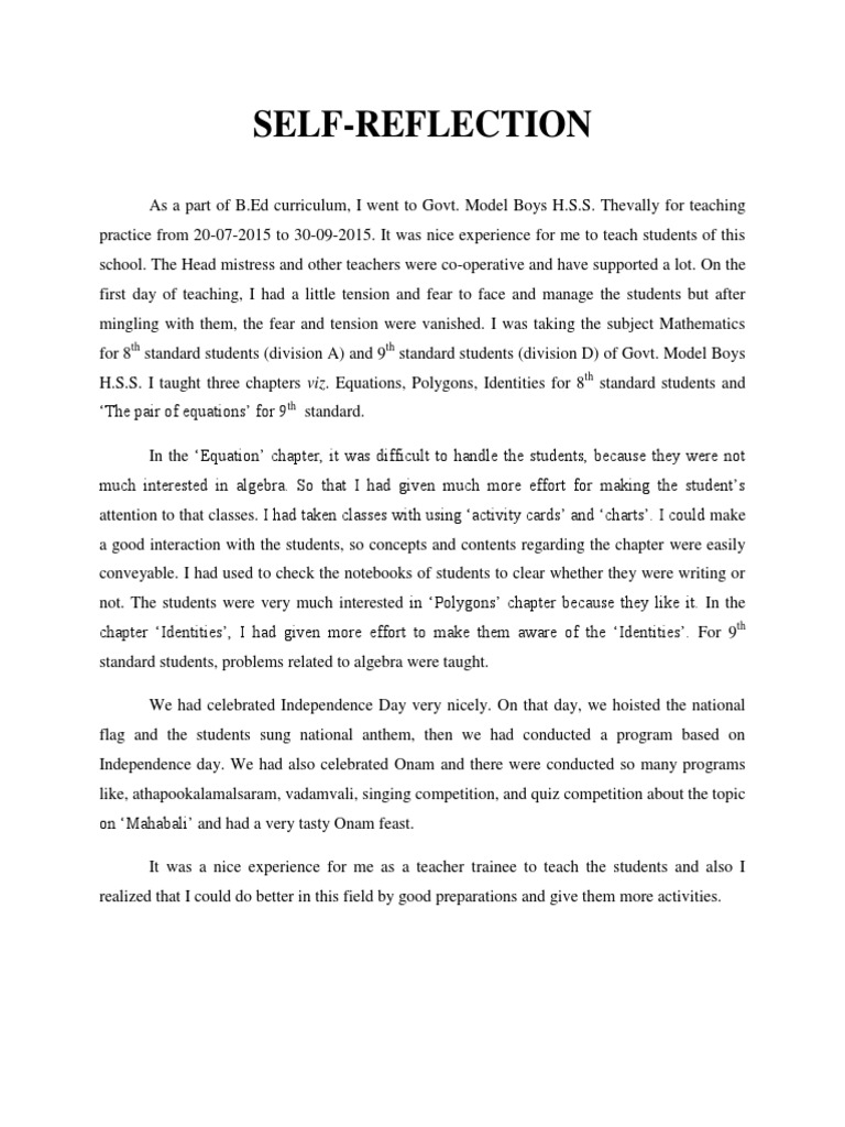 Self Reflection | PDF