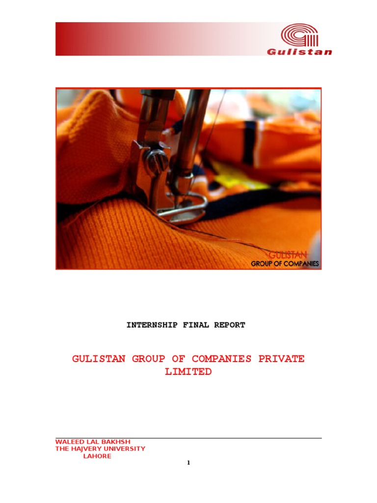 Gulistan Group Internship Report | PDF | Weaving | Spinning (Textiles)