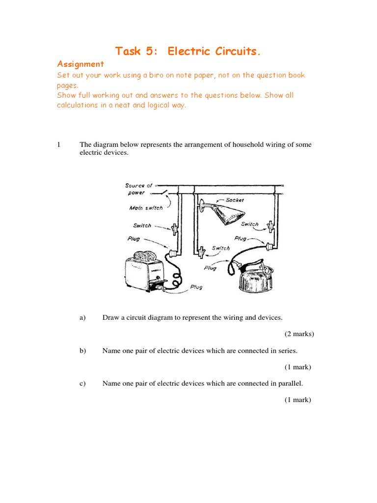Task 5: Electric Circuits.: Assignment | PDF | Series And Parallel ...