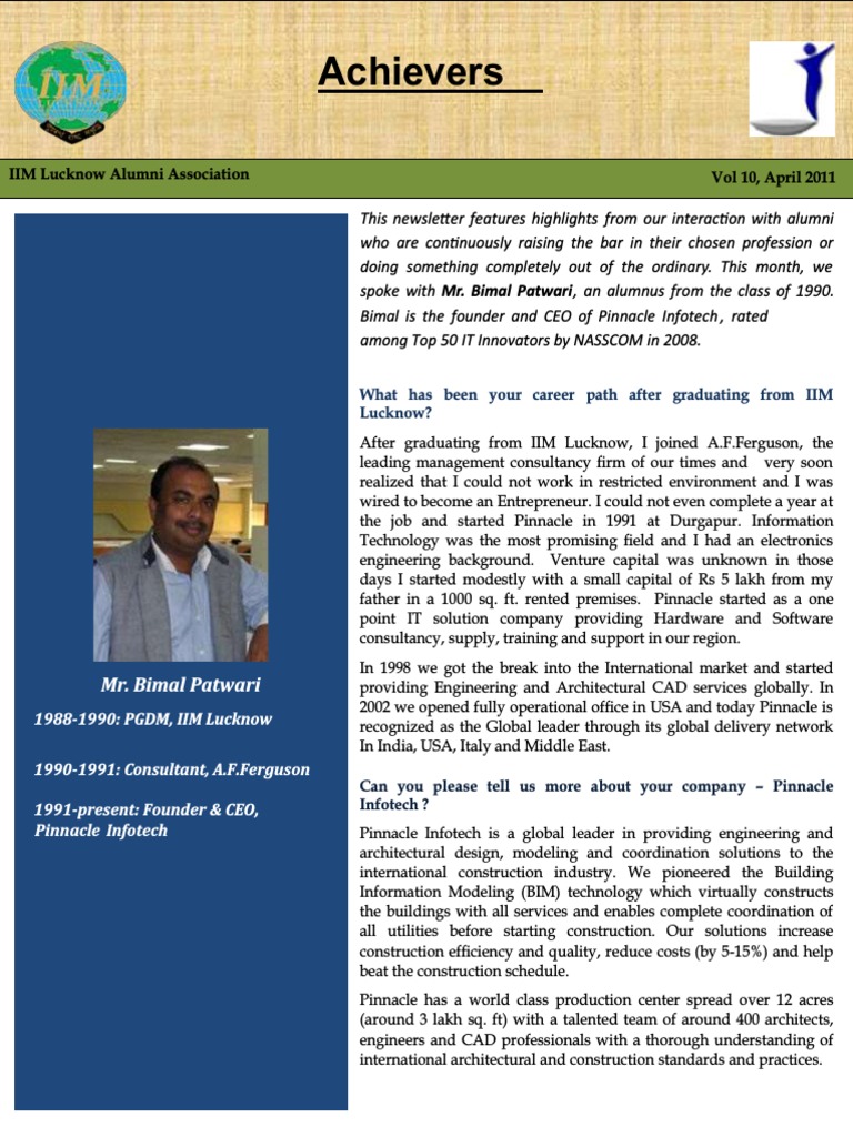 Mr. Bimal Patwari, Founder and CEO of Pinnacle Infotech | PDF