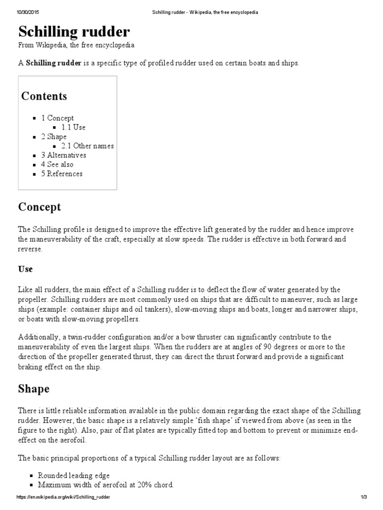 Schilling Rudder - Wikipedia, The Free Encyclopedia | PDF | Water ...