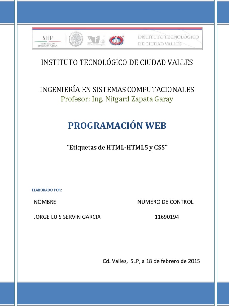 Investigación Etiquetas de HTML-HTML5 y CSS | PDF | Hojas de estilo en ...