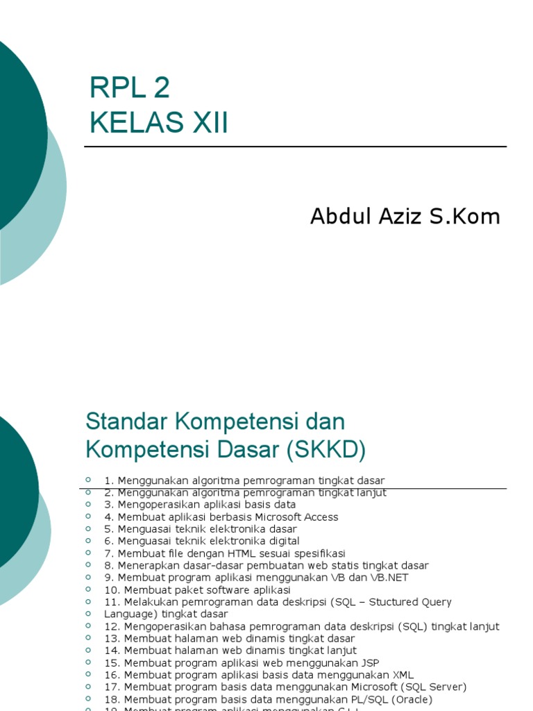 Algoritma RPL 2 Kelas XII | PDF | Metode & Bahan Ajar | Teknologi ...