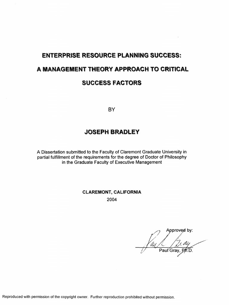 Enterprise Resource Planning Success A Management Theory Approach To Critical Success Factors ...