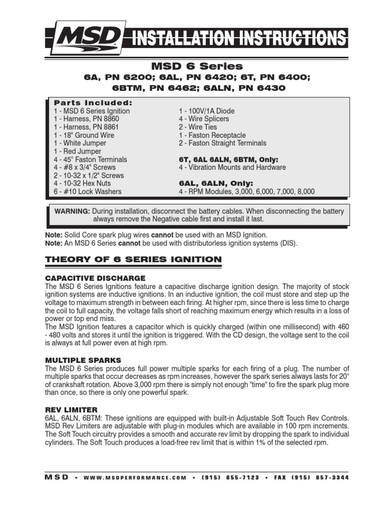 MSD 6 Series: 6A, PN 6200 6AL, PN 6420 6T, PN 6400 6BTM, PN 6462 6ALN ...
