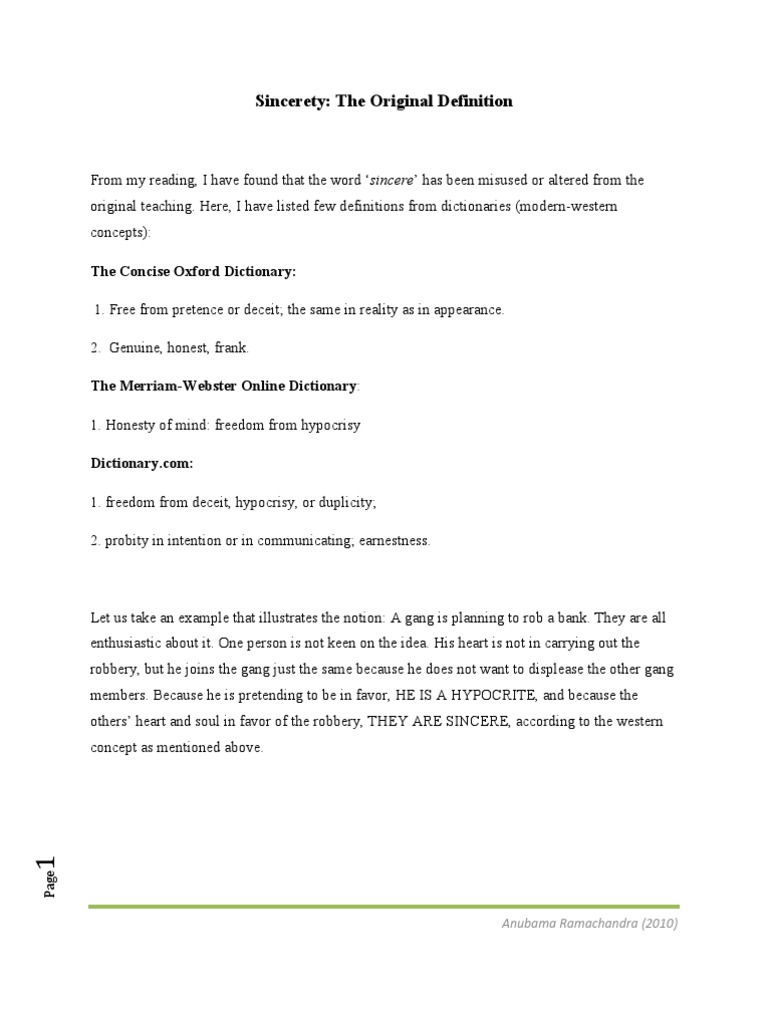 Sincerety: The Original Definition: The Concise Oxford Dictionary | PDF ...