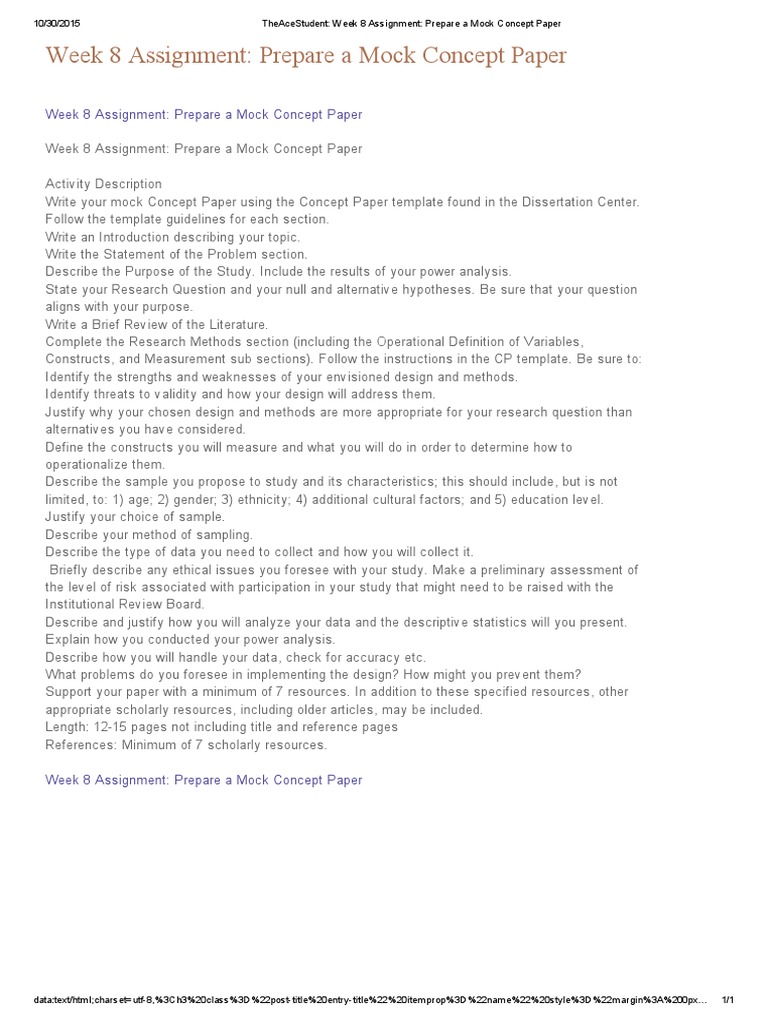 Mock Concept Paper Assignment Guide | PDF