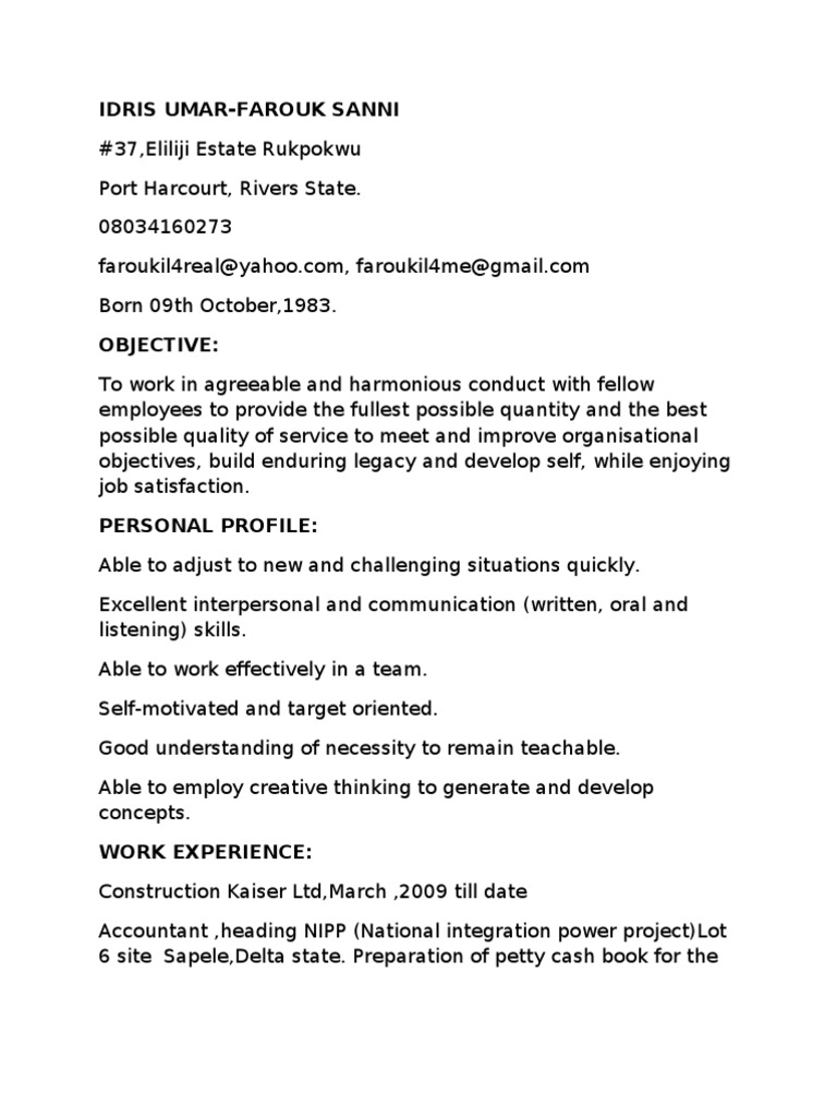 Idris Umar-Farouk Sanni's Profile | PDF | Nigeria | Marketing