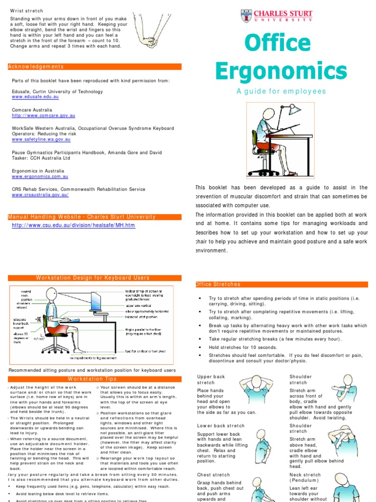 Office Ergonomics Book Let | PDF | Chair | Hand