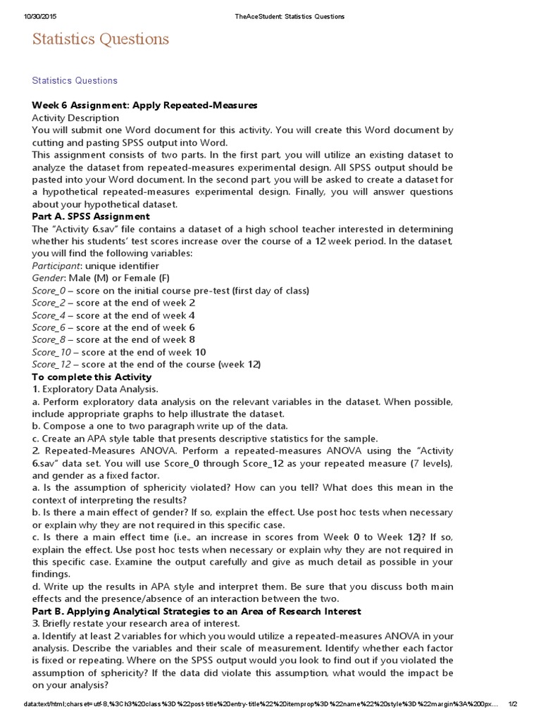 Statistics Questions Pdf Analysis Of Variance Data Analysis