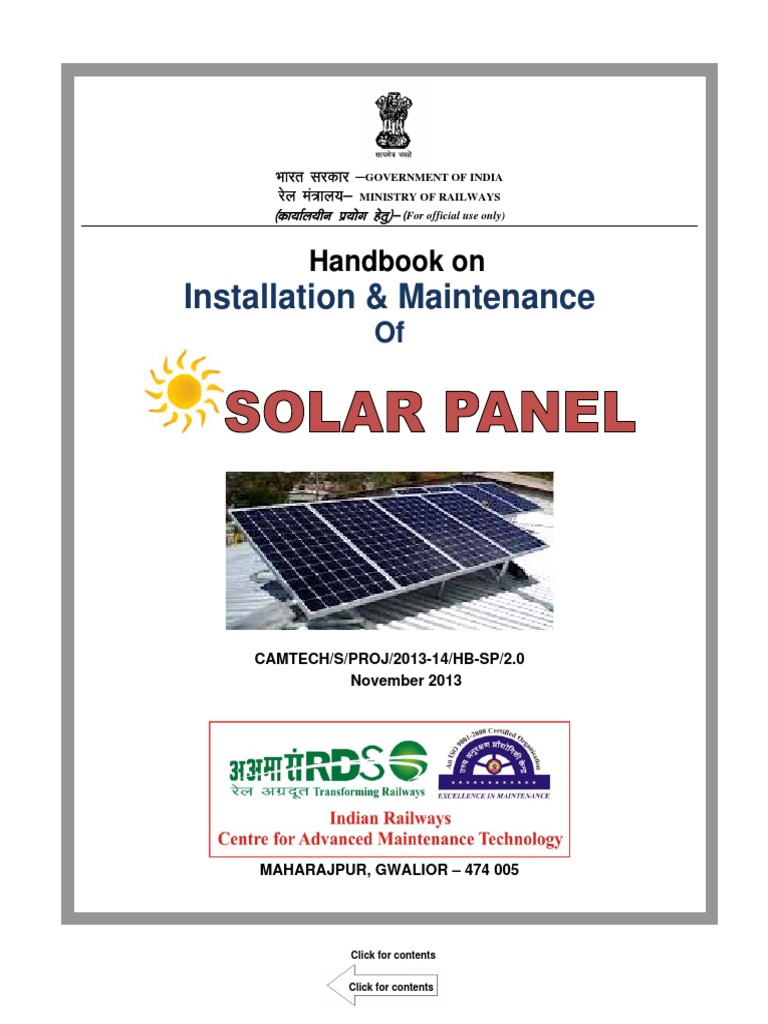Handbook On Installation & Maintenance of Solar Panel | PDF ...