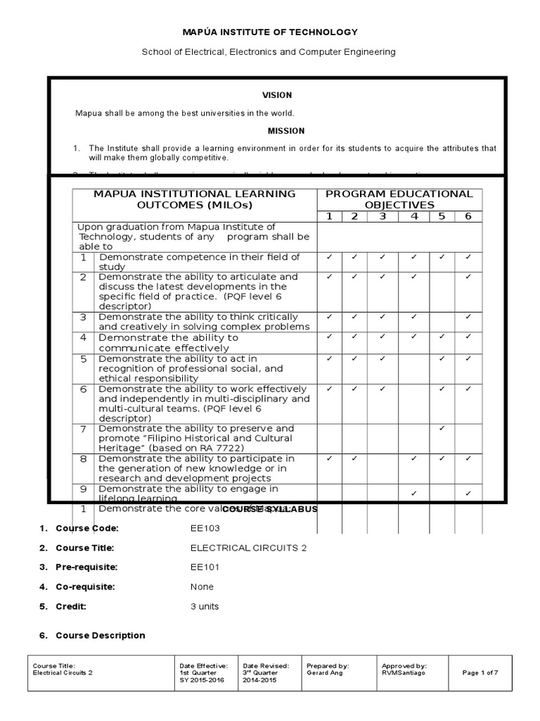 EE103 | PDF | Electrical Network | Engineering