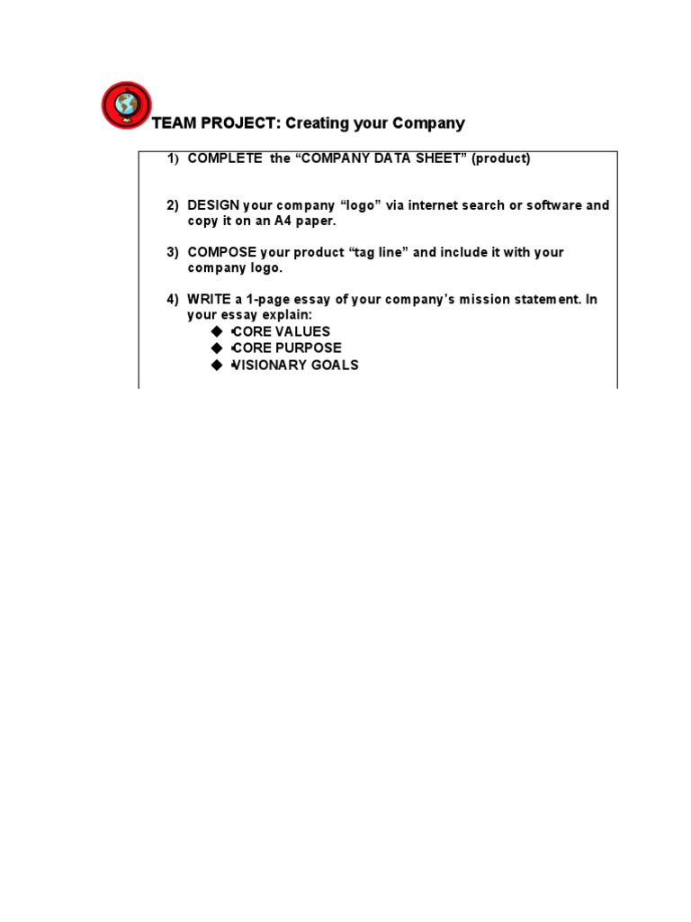 Company Creation Project Guide | PDF
