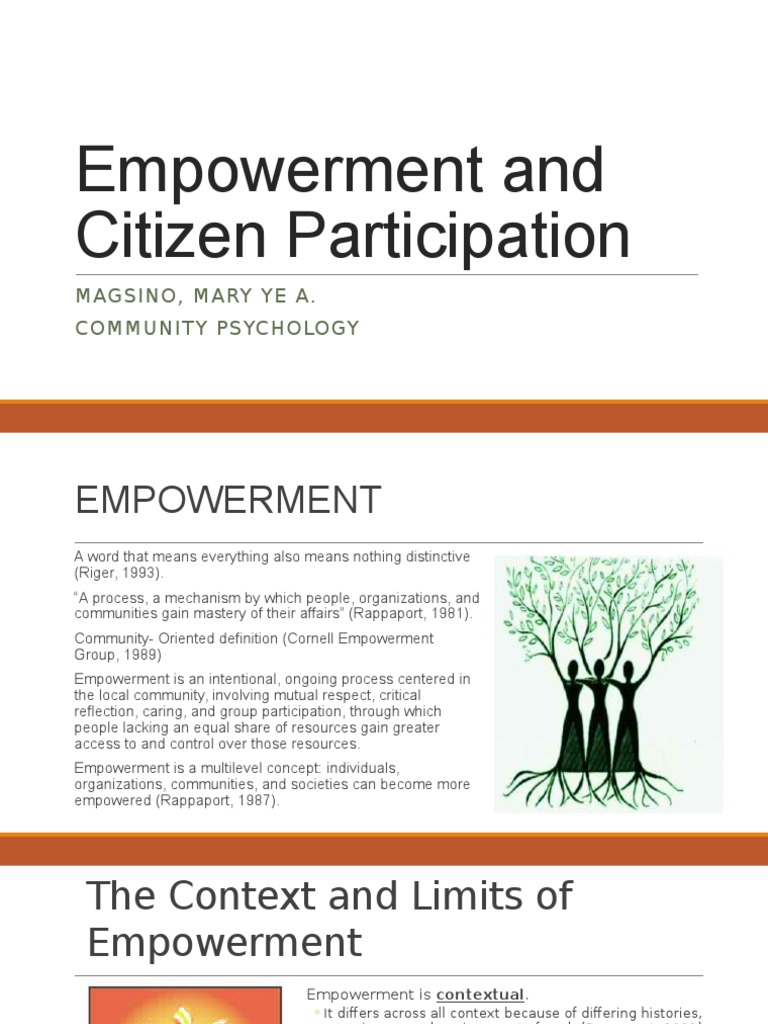 Empowerment and Citizen Participation | PDF | Empowerment | Power ...