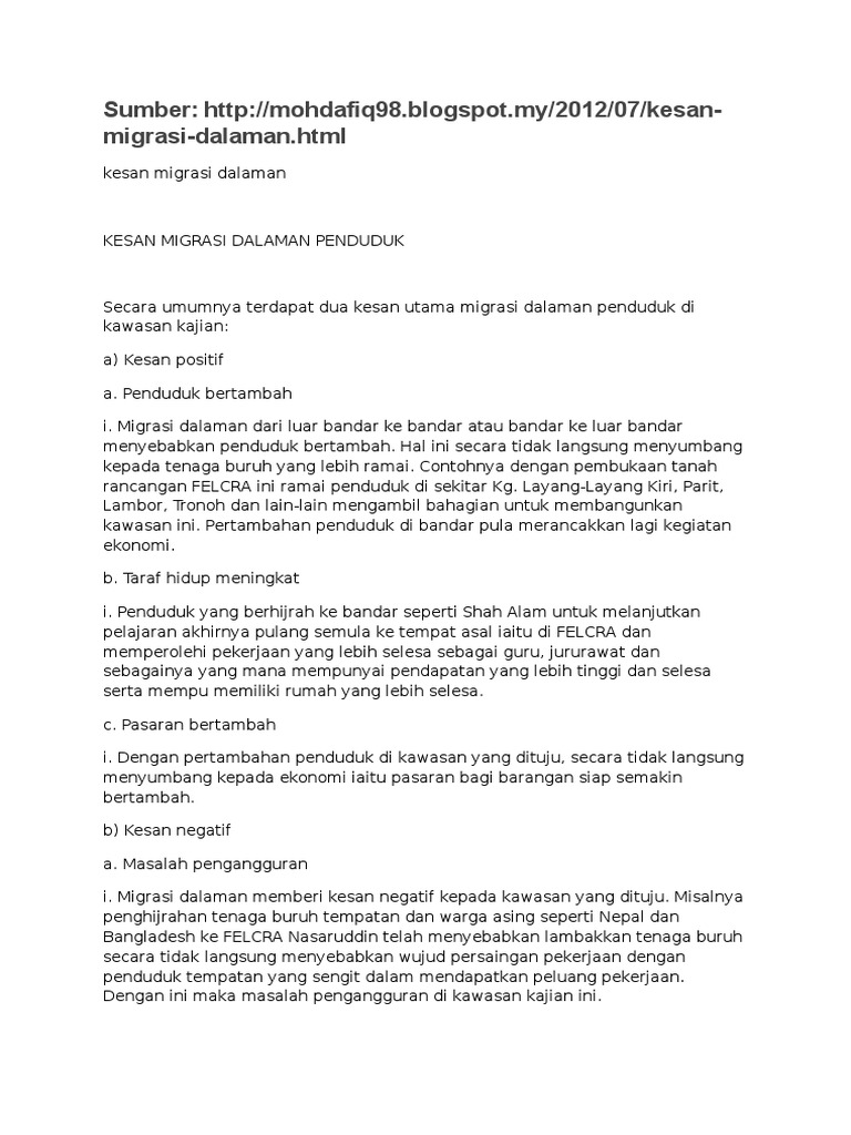 Kesan 2 Migrasi | PDF | Politik | Ilmu Sosial