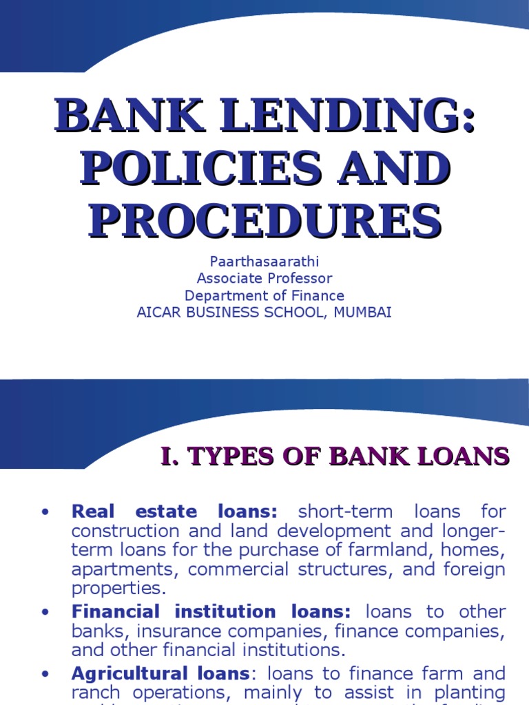 1 Bank Lending | Loans | Credit (Finance)