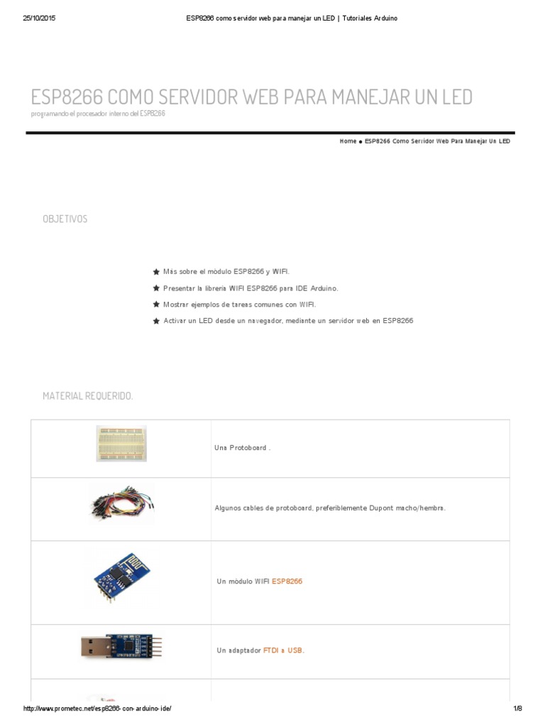 ESP8266 Como Servidor Web para Manejar Un LED - Tutoriales Arduino | PDF | Contraseña | Diodo ...