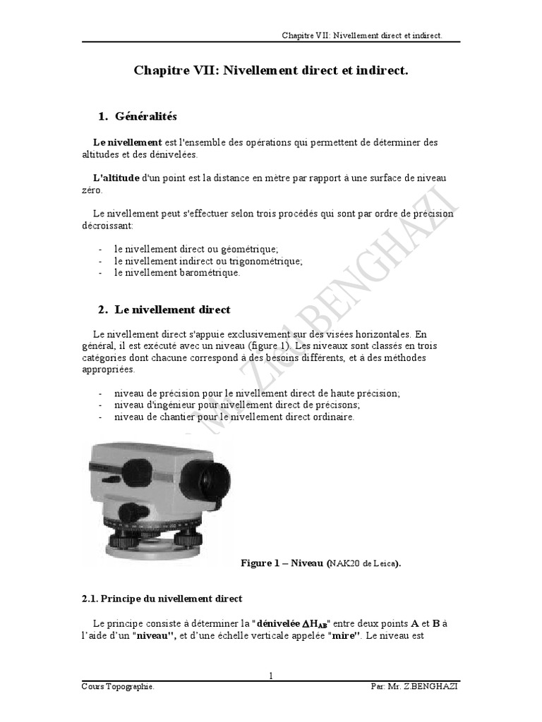 Techniques de Nivellement en Topographie | PDF | Physique appliquée et interdisciplinaire | Science
