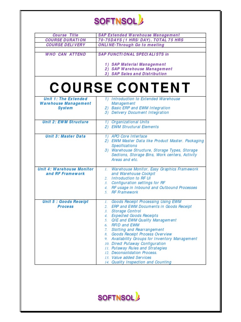 Sap Ewm Online Training Classes | PDF