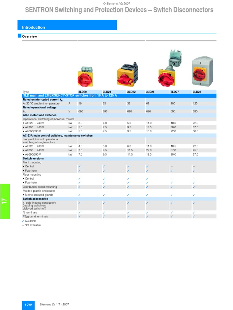 3LD2 Open Style Technical Information | PDF | Switch | Electrical Equipment