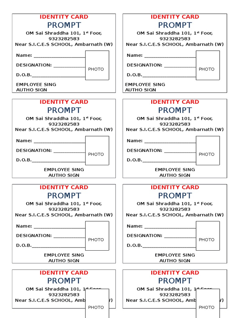 Prompt Id-Card | PDF | Career & Growth