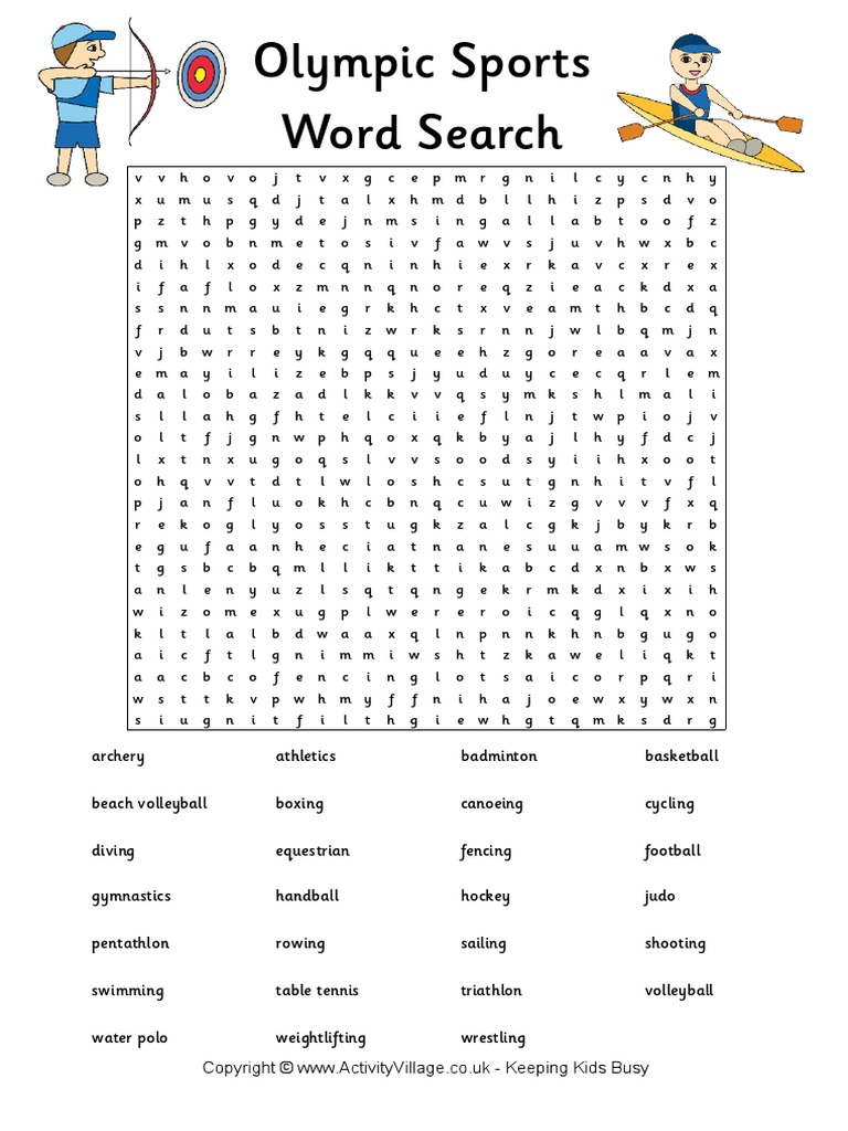 Olympic Sports Word Search | PDF | Summer Olympics | Summer Olympic Games