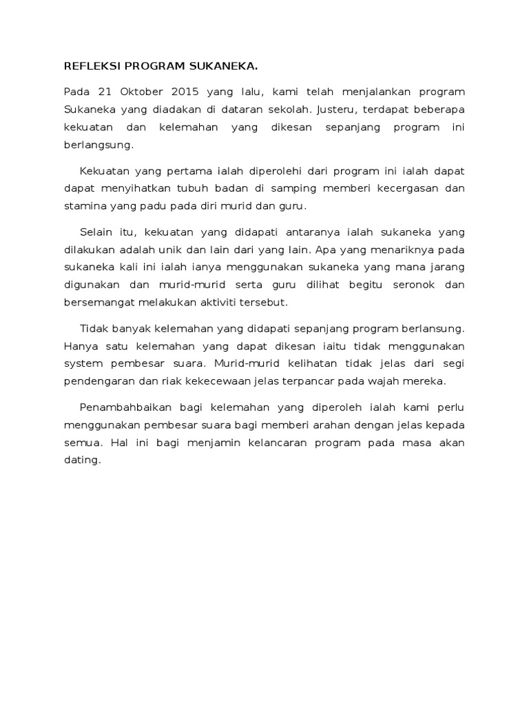 Refleksi Sukaneka | PDF