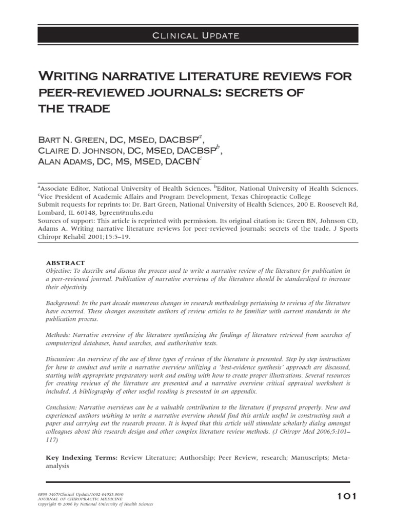 Writing Narrative Literature Reviews | PDF | Meta Analysis | Systematic ...
