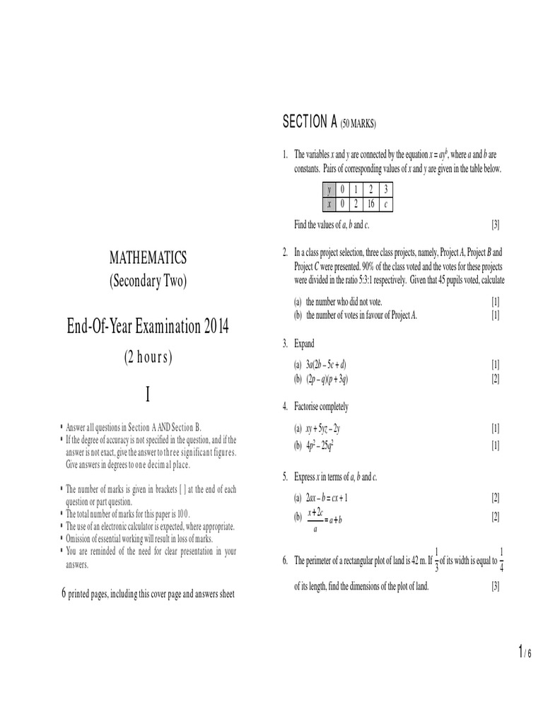 Sec2Maths EndYrExams | PDF | Significant Figures | Triangle