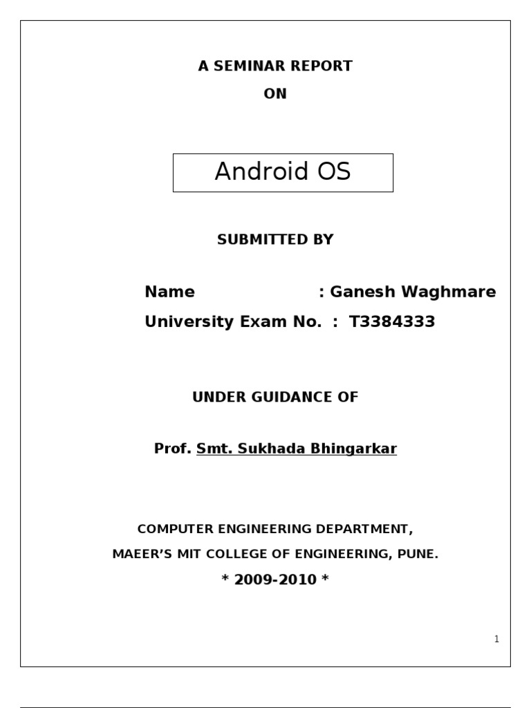 Android OS: Name: Ganesh Waghmare University Exam No.: T3384333 | PDF | Android (Operating ...