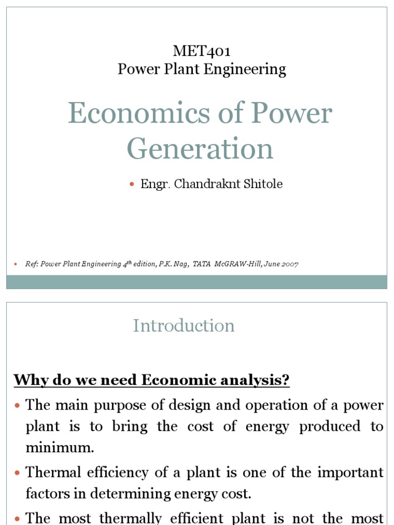 Chapter 1 - Economics of Power Generation | PDF | Power Station ...
