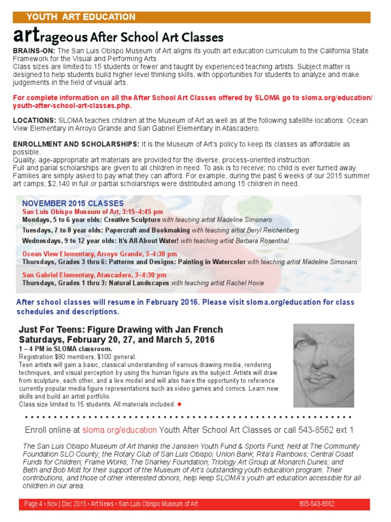 Youth Art Classes at SLO Museum | PDF | Visual Arts Education | Figure ...