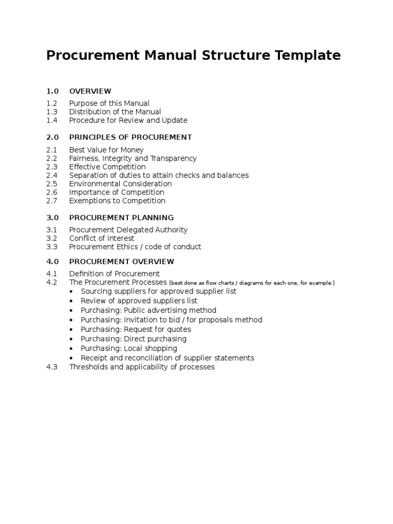 G Procurement Manual Structure Template | PDF | Procurement | Government