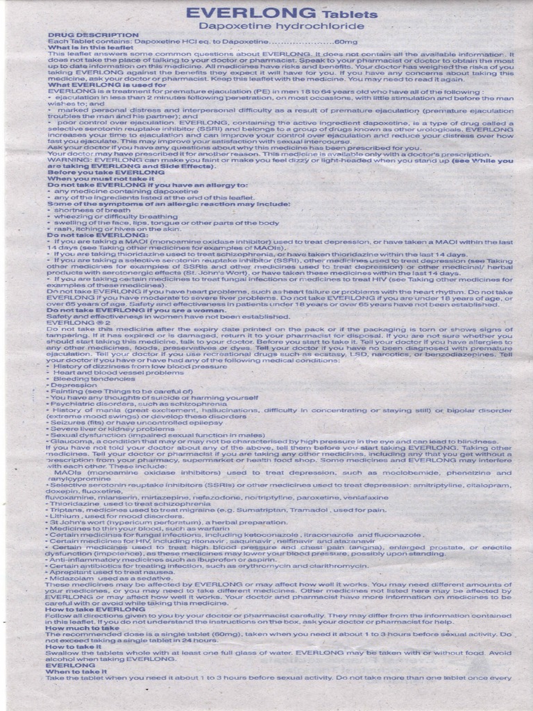 Everlong Tab 60mg Specs | PDF