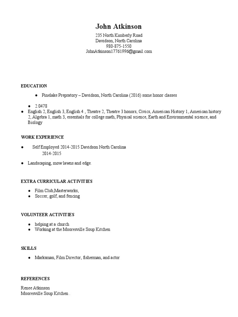 John Atkinson's Resume Overview | PDF
