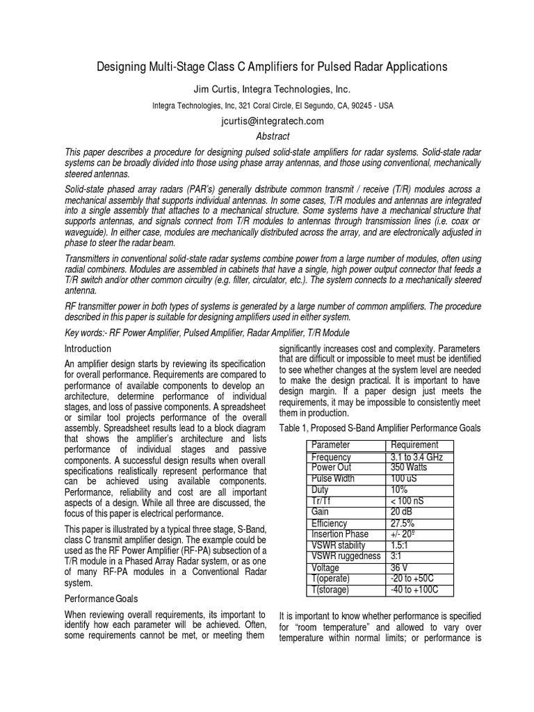Designing Multi-Stage Class C Amplifiers For Pulsed Radar Applications ...
