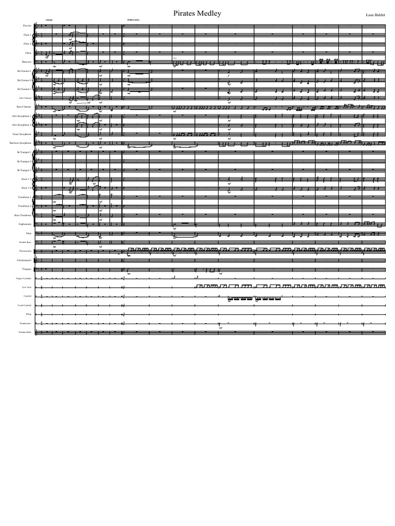 Pirates of The Caribbean Curse of The Black Pearl Medley | PDF ...