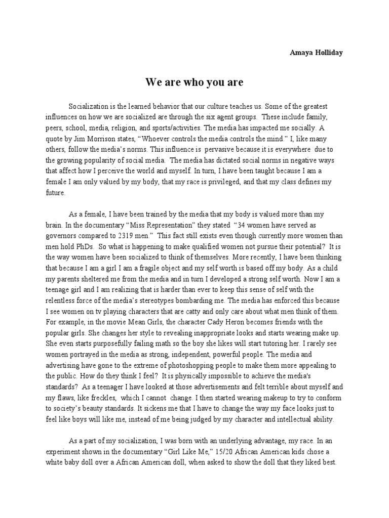 Socialization Essay | PDF | Socialization | Norm (Social)
