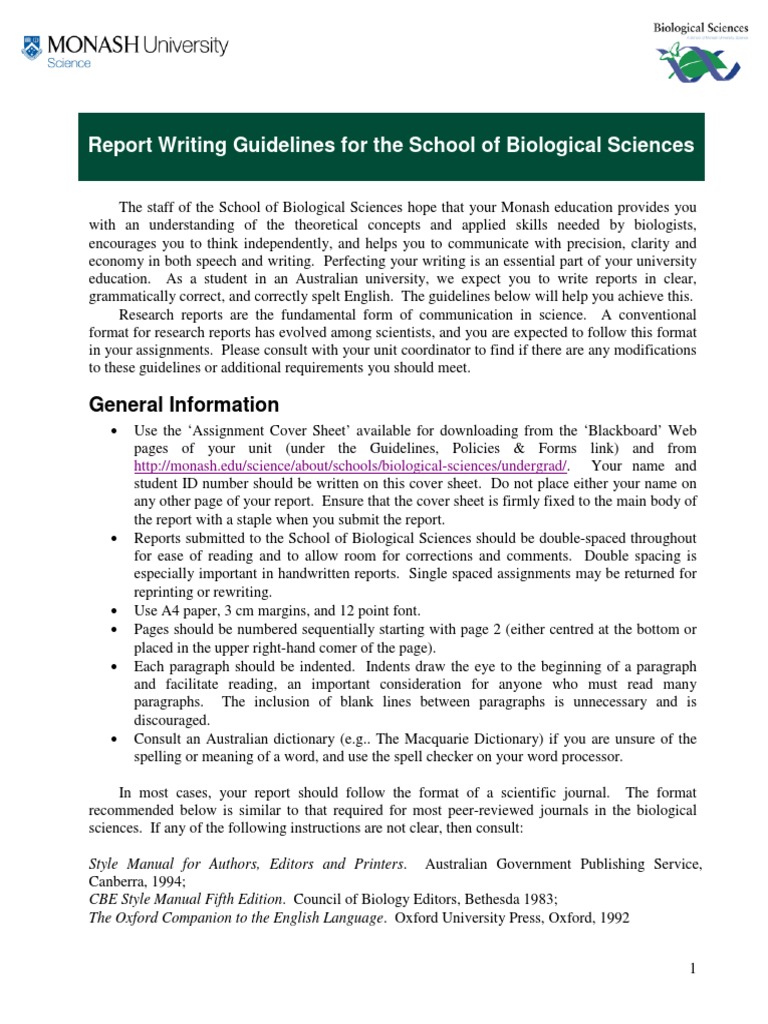 Report Writing Guidelines | PDF | Citation | Abstract (Summary)