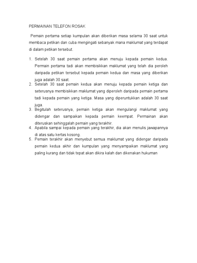 Permainan Telefon Rosak | PDF